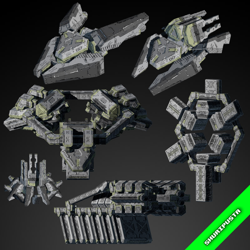 Sci-fi spaceships asset ships 3D model - TurboSquid 1165574