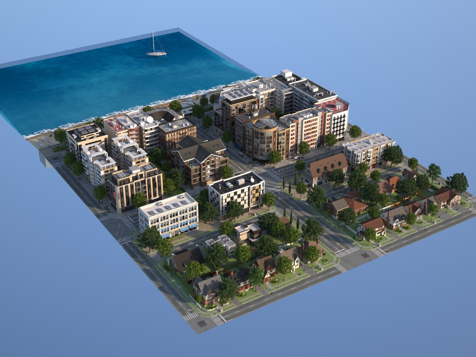 City beach 3D model - TurboSquid 1166663