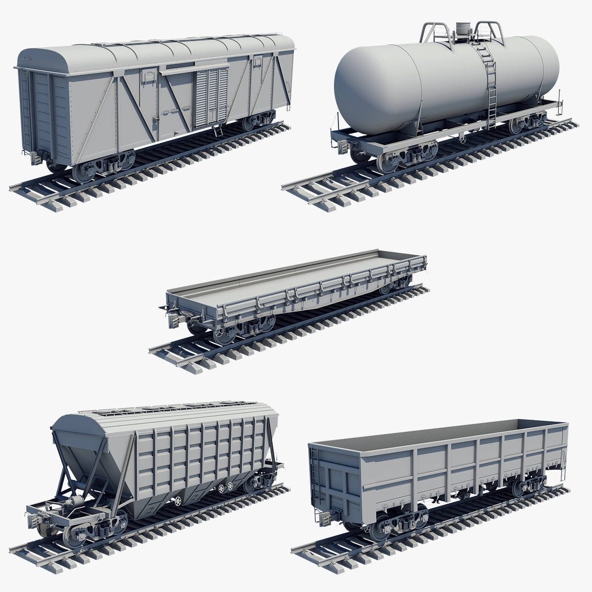 Set cargo wagons model - TurboSquid 1167134