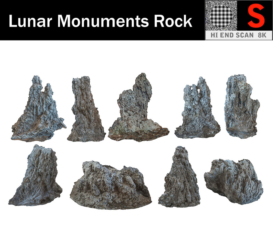 Lunar rocks pack 9 model - TurboSquid 1167235
