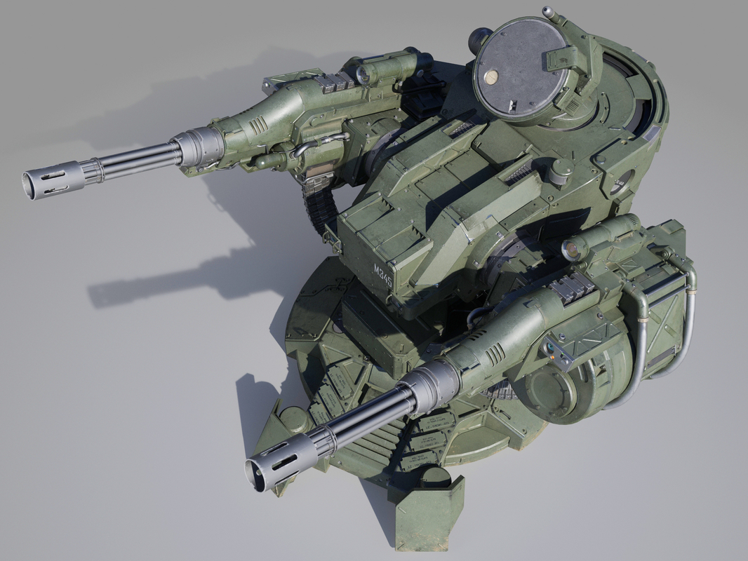 Guns turret model - TurboSquid 1167385