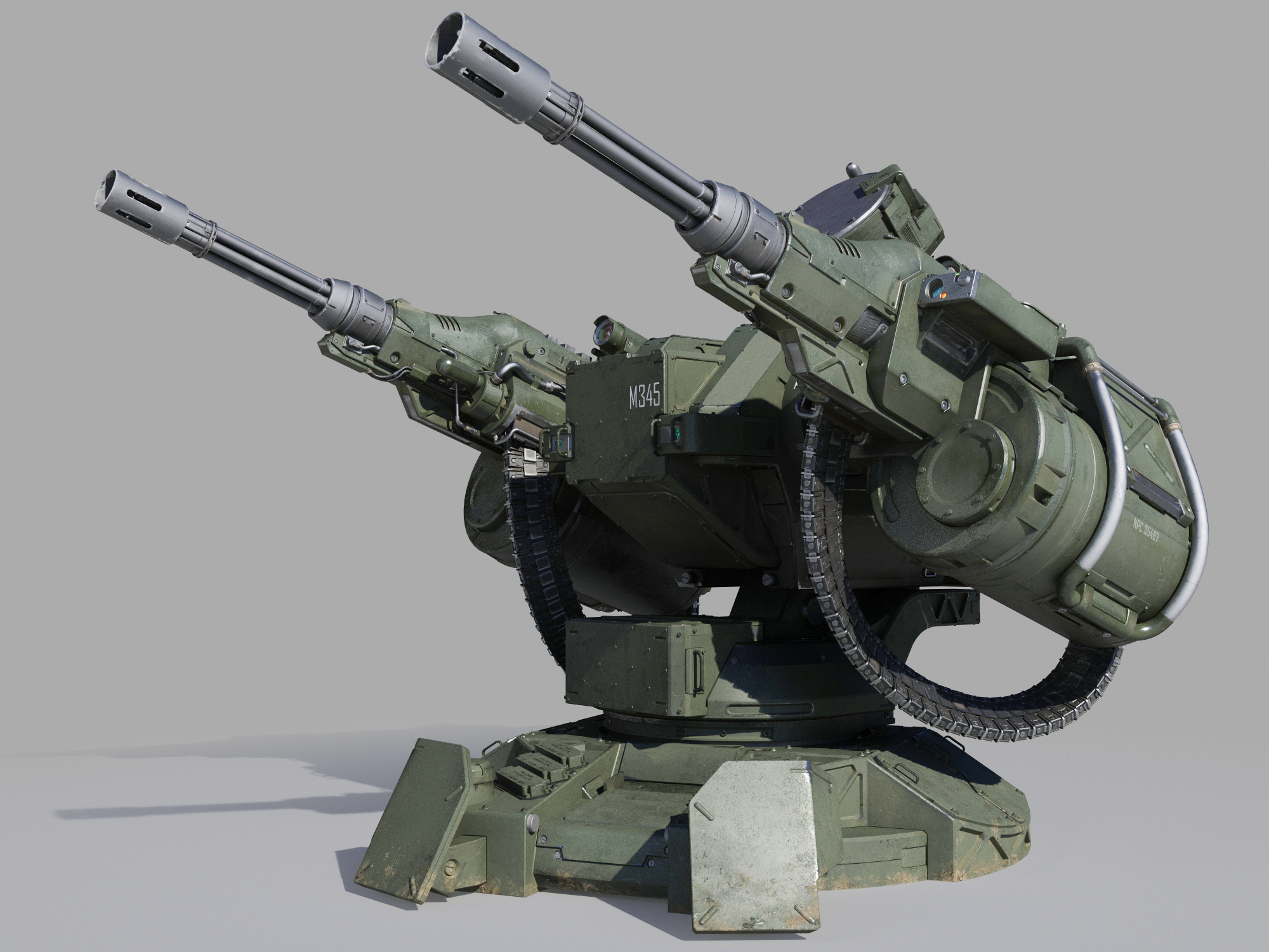 Guns turret model - TurboSquid 1167385