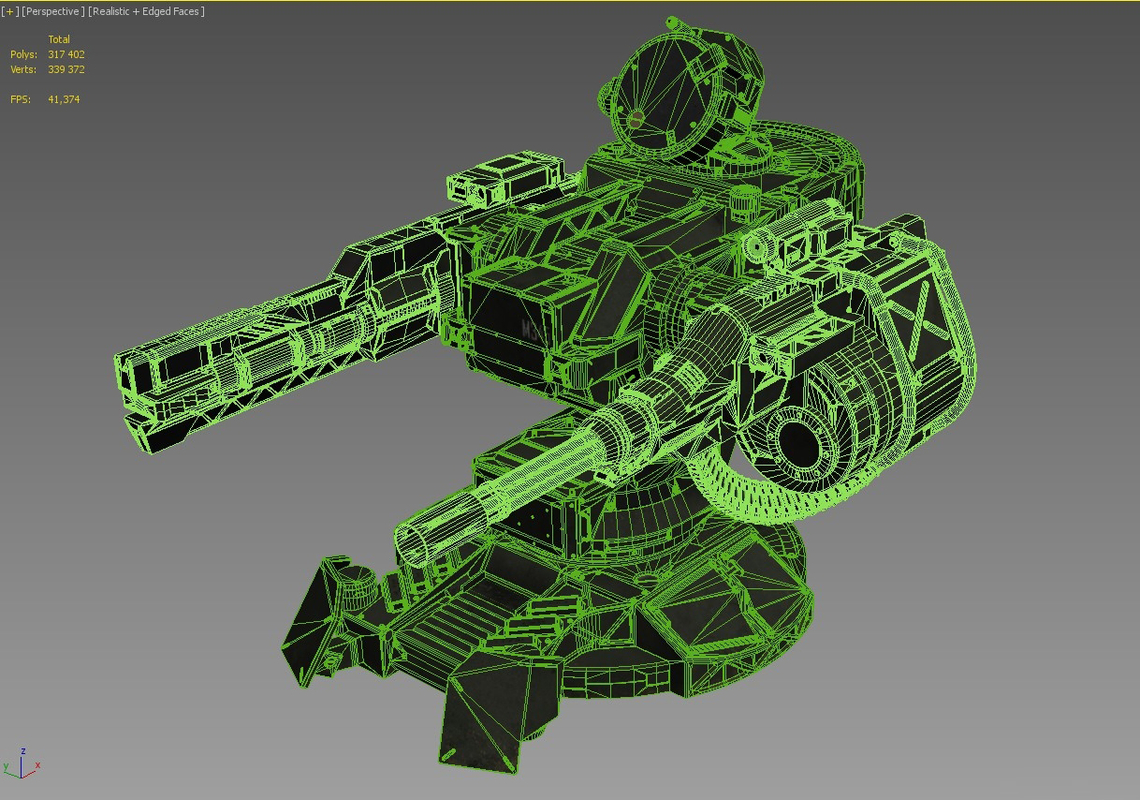 Guns turret model - TurboSquid 1167385