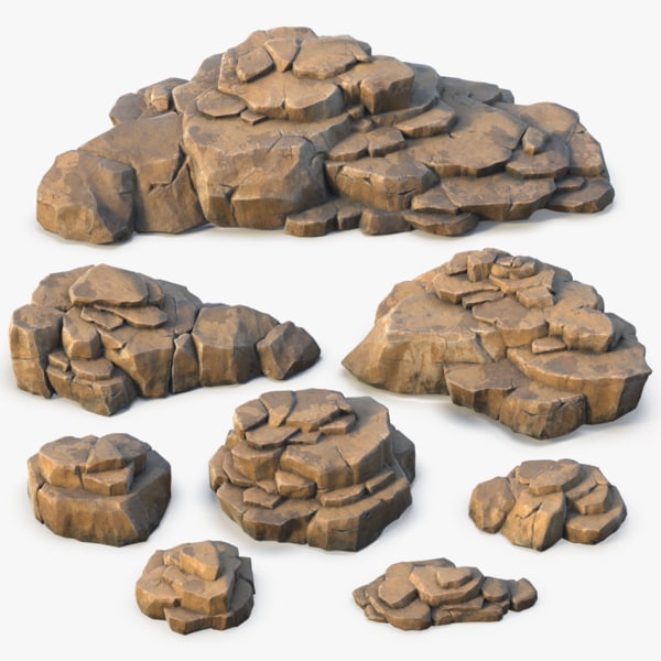 3d model modular rock wall