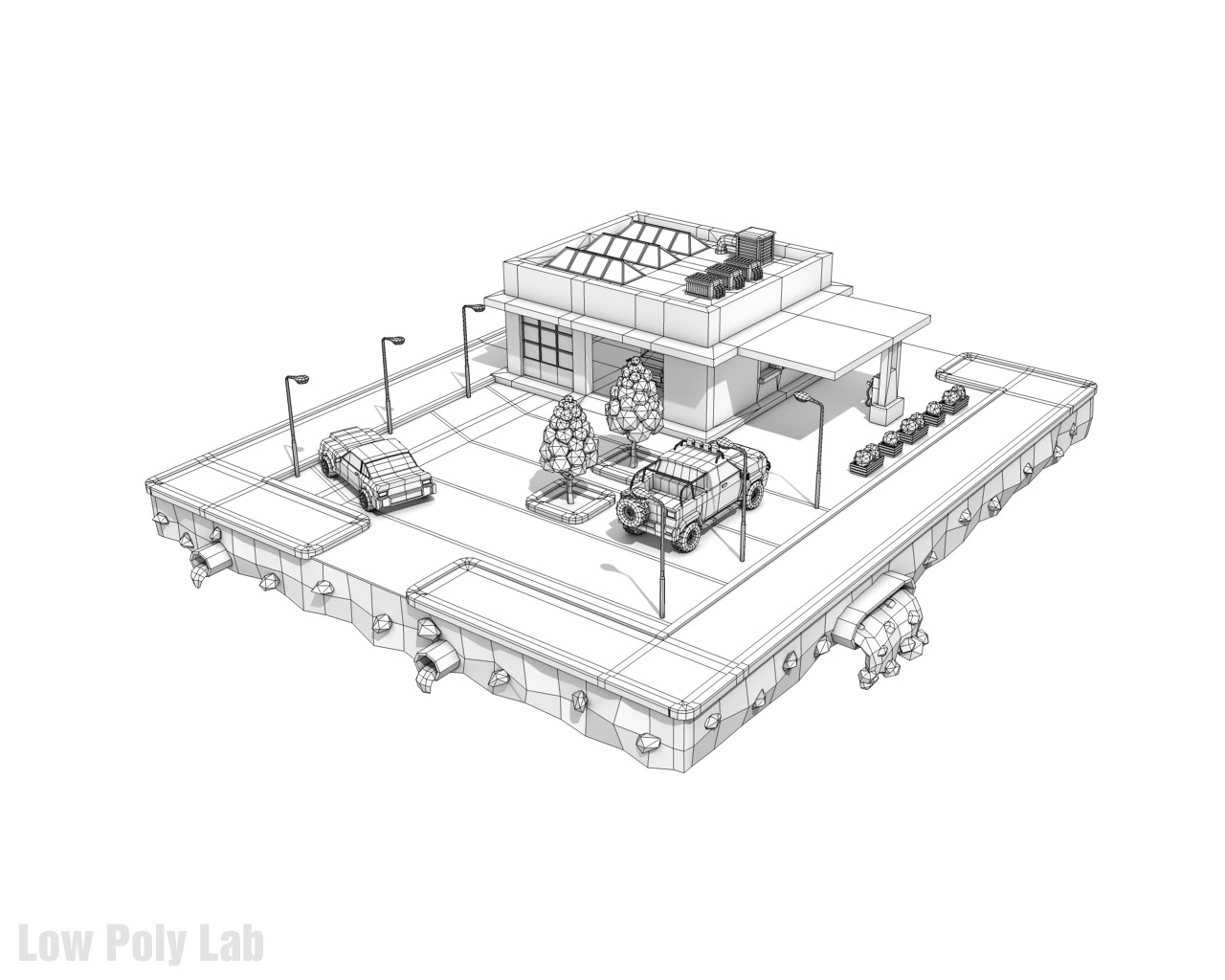 Service building cars cartoon model - TurboSquid 1168306