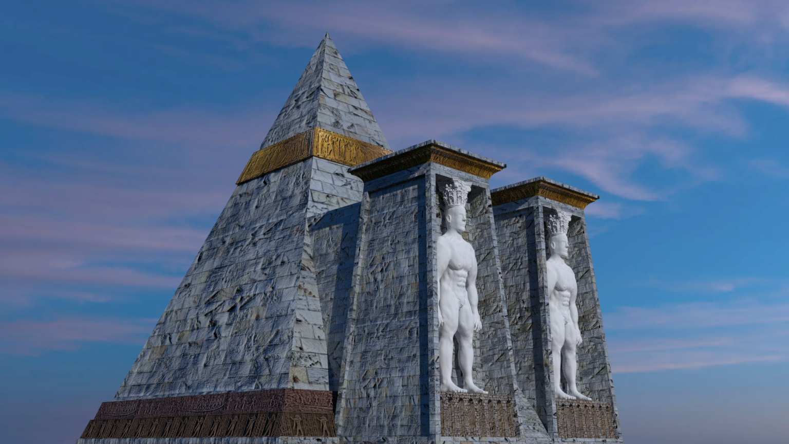 Fantasy pyramid male statues 3D - TurboSquid 1168542