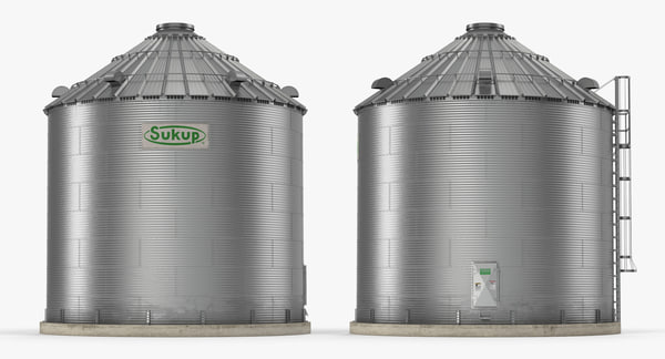 3D model grain storage bins - TurboSquid 1169044