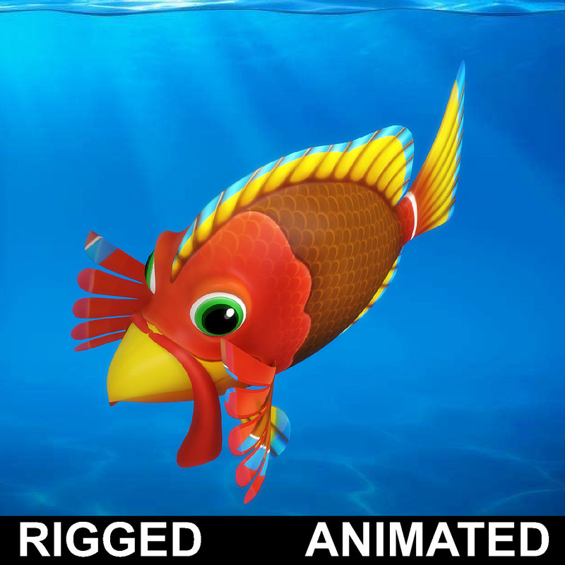 Cartoon rigged fish animation 3D model - TurboSquid 1171302