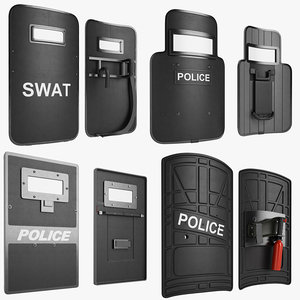 realistic swat police shield 3d model