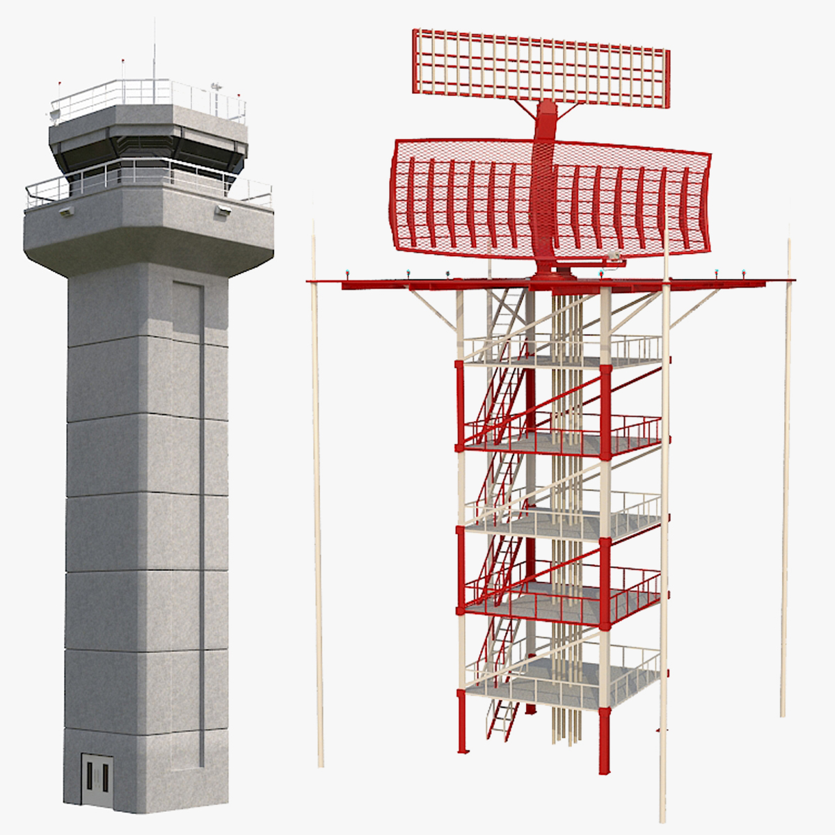 Airfield radar control tower model - TurboSquid 1174053