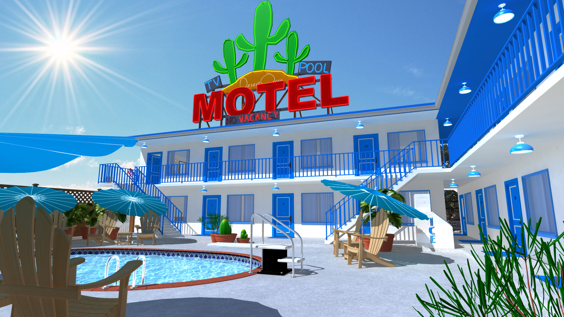 Motel swimming pool 3D model - TurboSquid 1175135