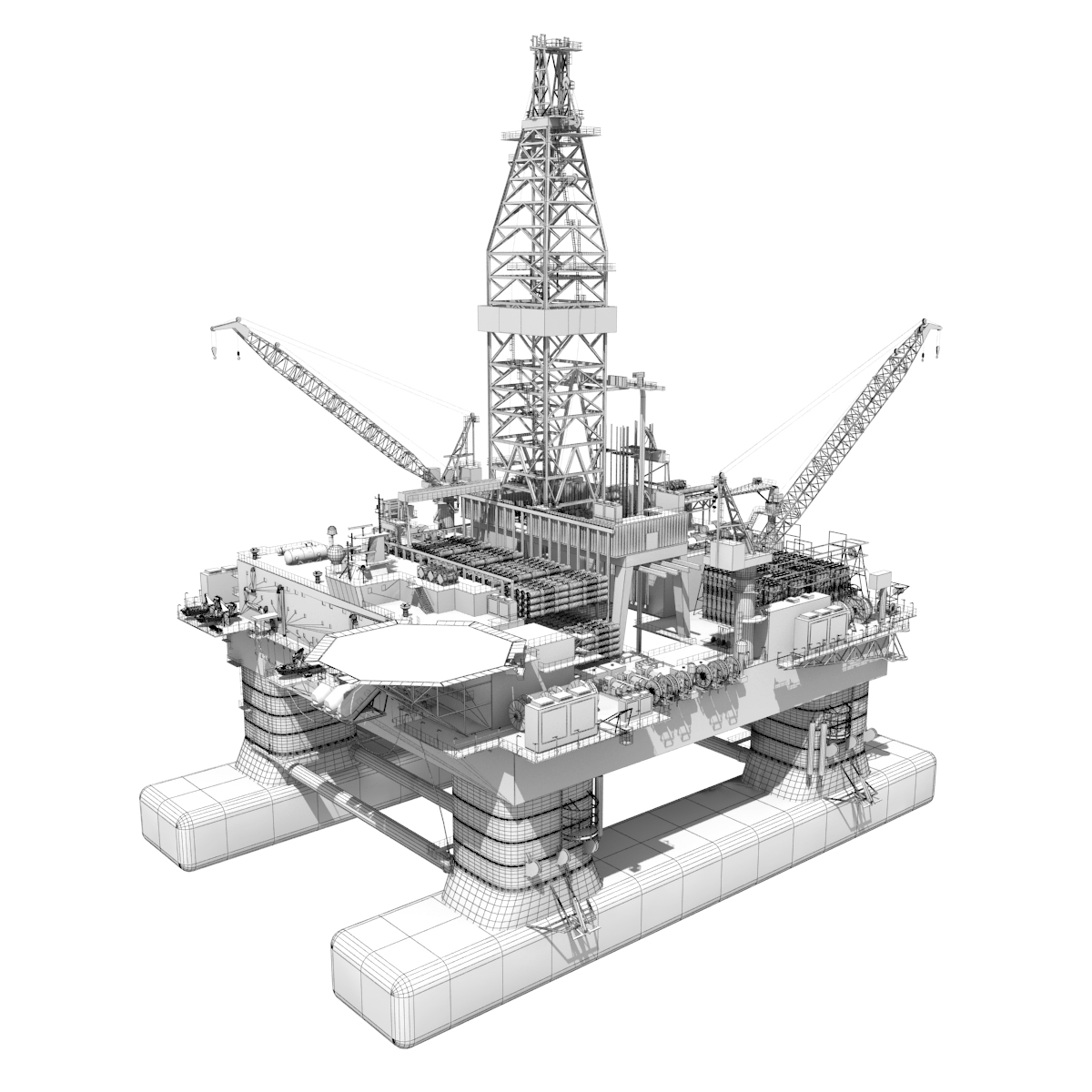 3D semi submersible oil rig - TurboSquid 1178366