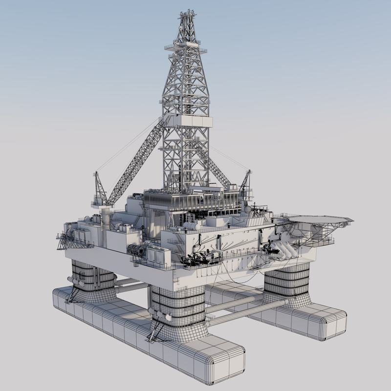 SZCZEGÓŁOWE Semi Submersible Oil Rig Model 3D - TurboSquid 1178366
