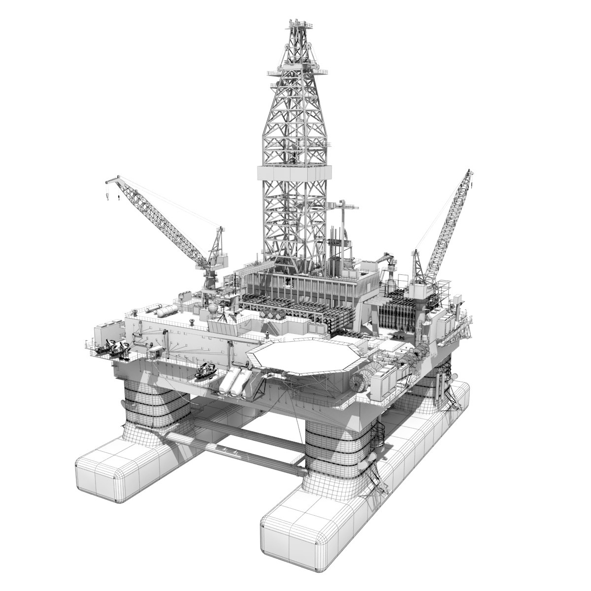 3D semi submersible oil rig - TurboSquid 1178366