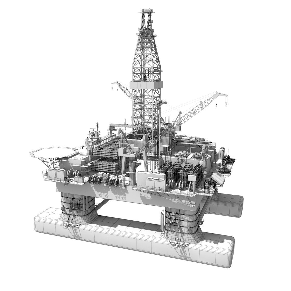 3D semi submersible oil rig - TurboSquid 1178366