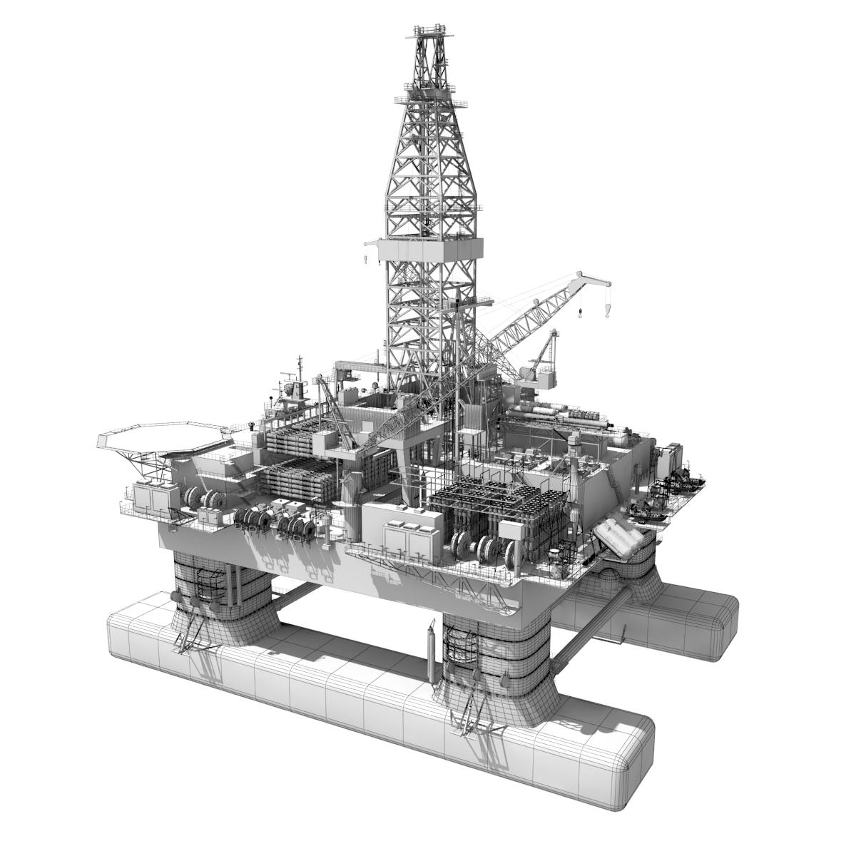 3D semi submersible oil rig - TurboSquid 1178366