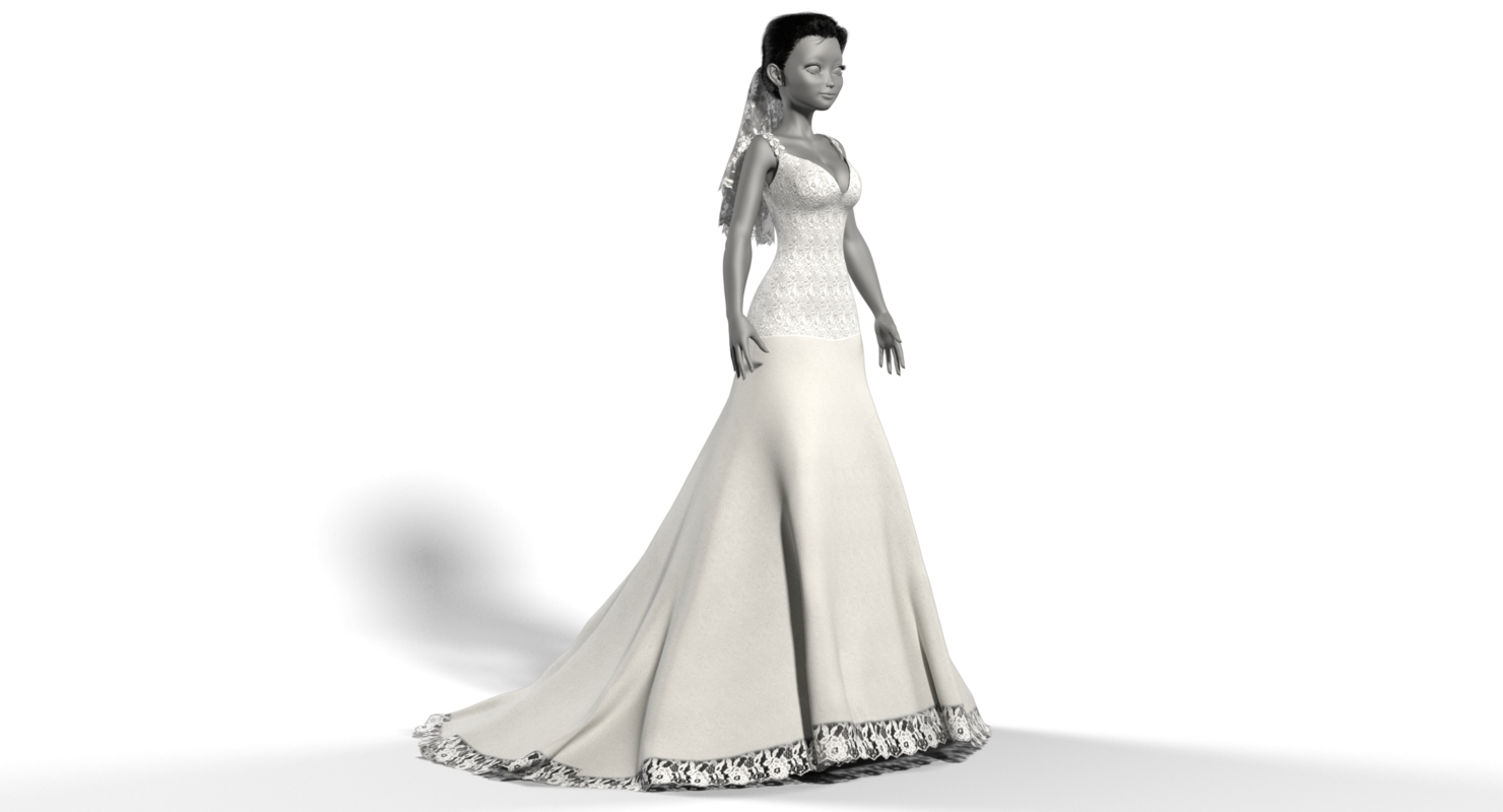 3D wedding dress model - TurboSquid 1178779