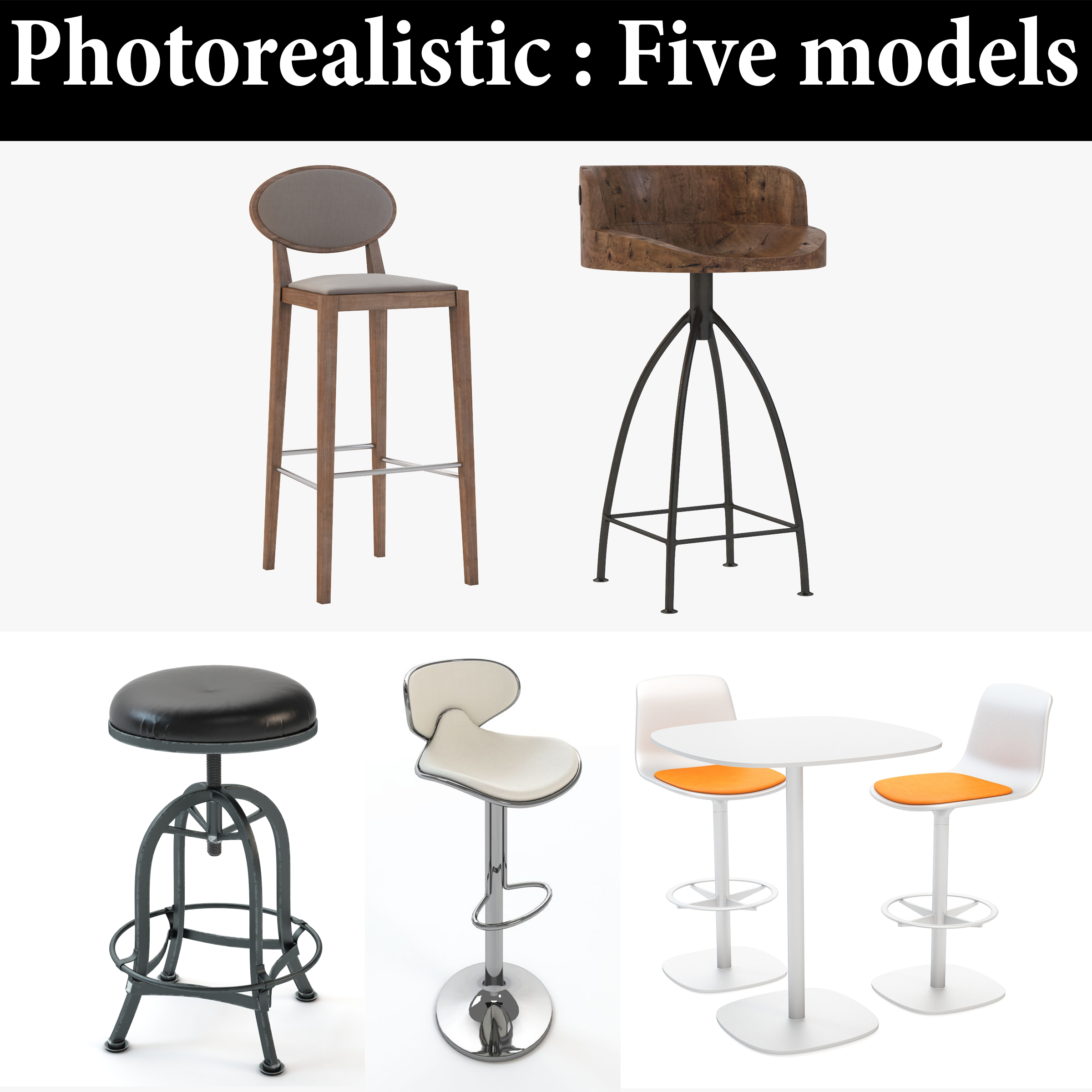 Stool bar realistic 3D model - TurboSquid 1178808