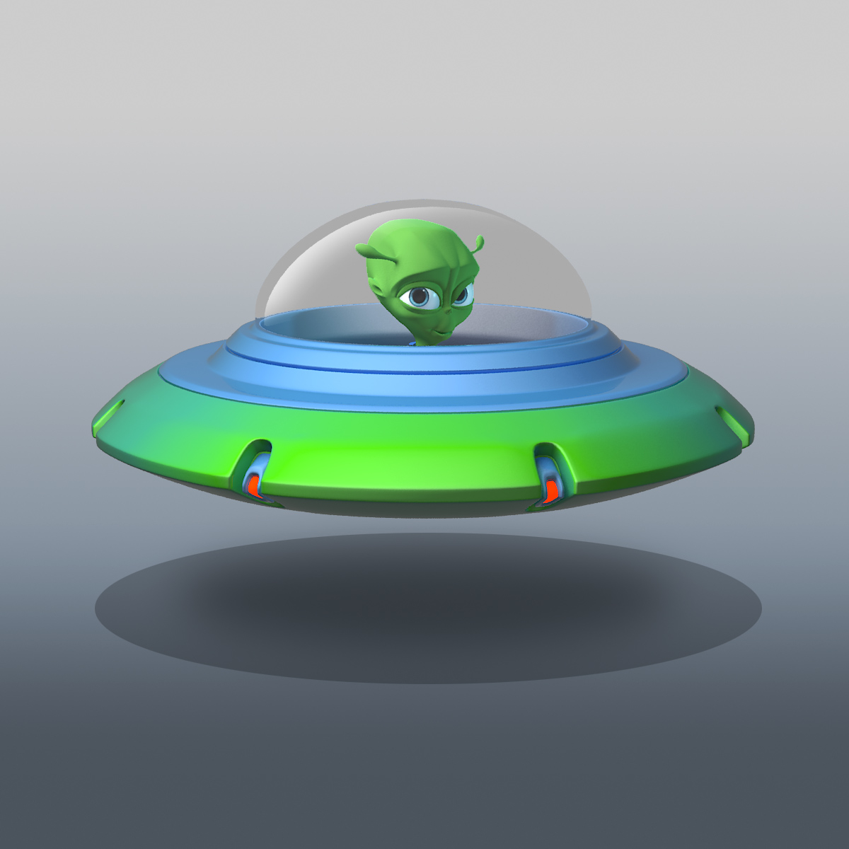 Ufo cartoon alien 3D model - TurboSquid 1179082