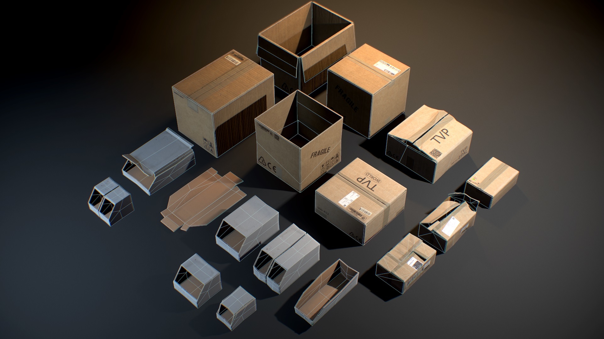 3D cardboard boxes - ready - TurboSquid 1179549