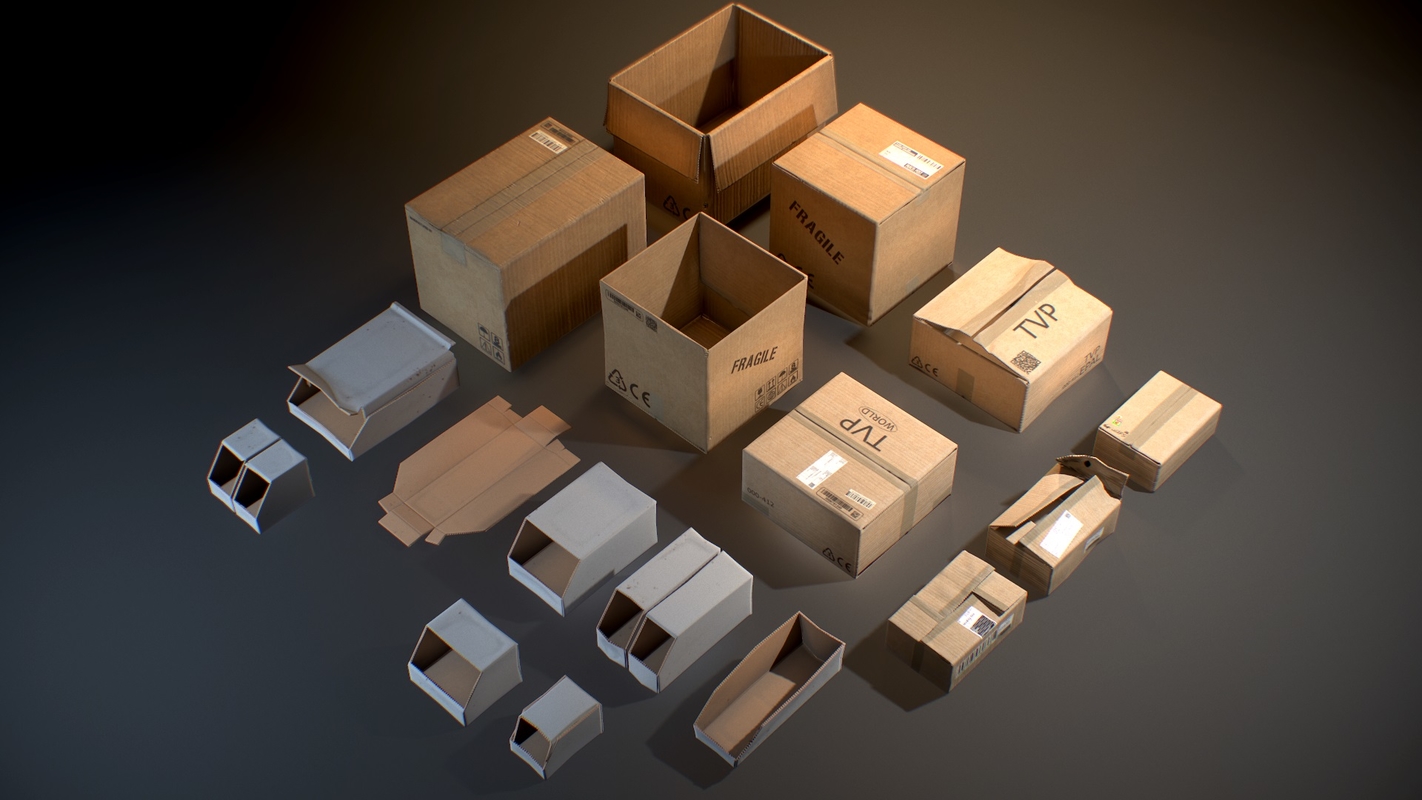3D cardboard boxes - ready - TurboSquid 1179549