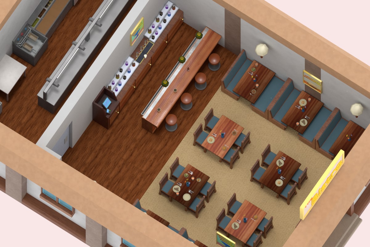 Restaurant bar low-poly 3D model - TurboSquid 1179826
