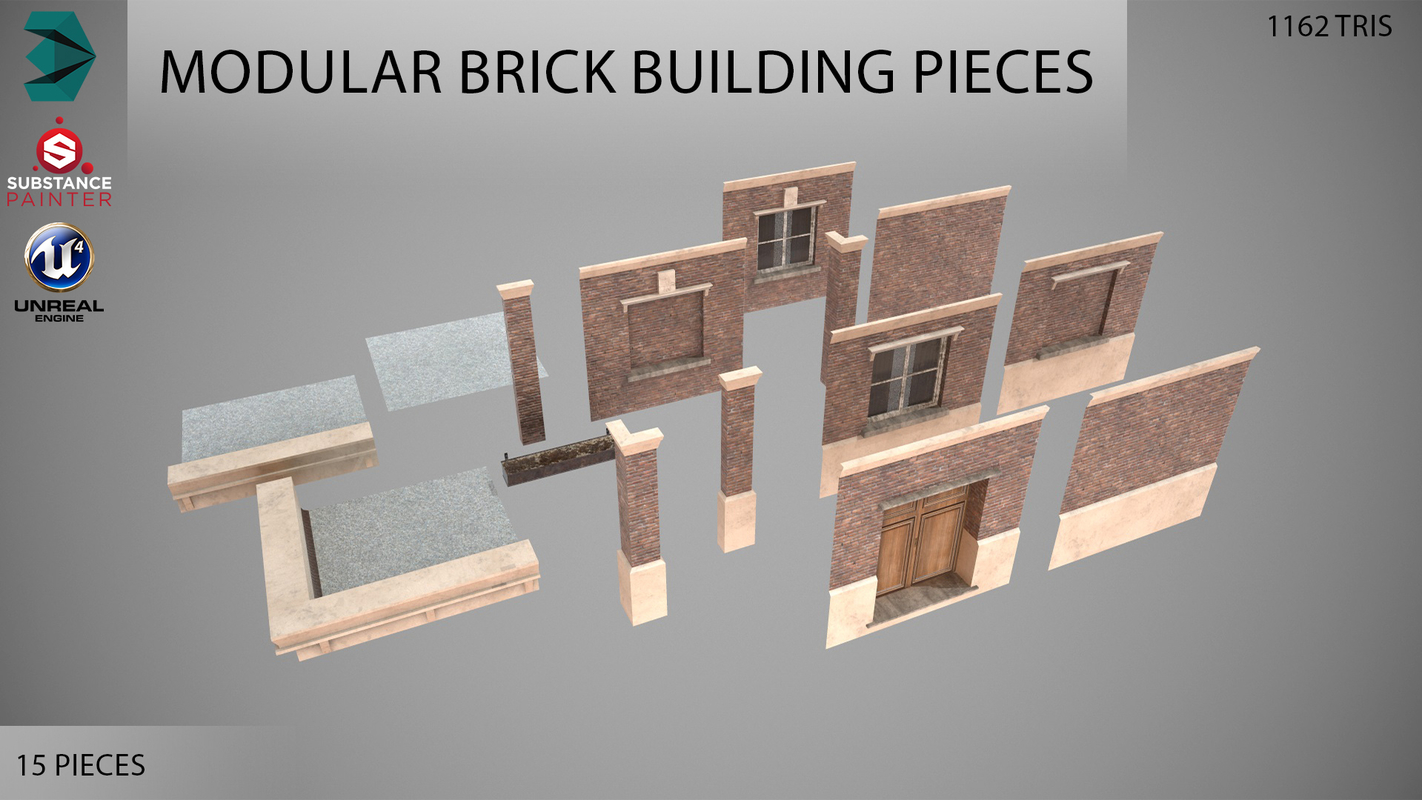 3D modular brick building pieces - TurboSquid 1179962