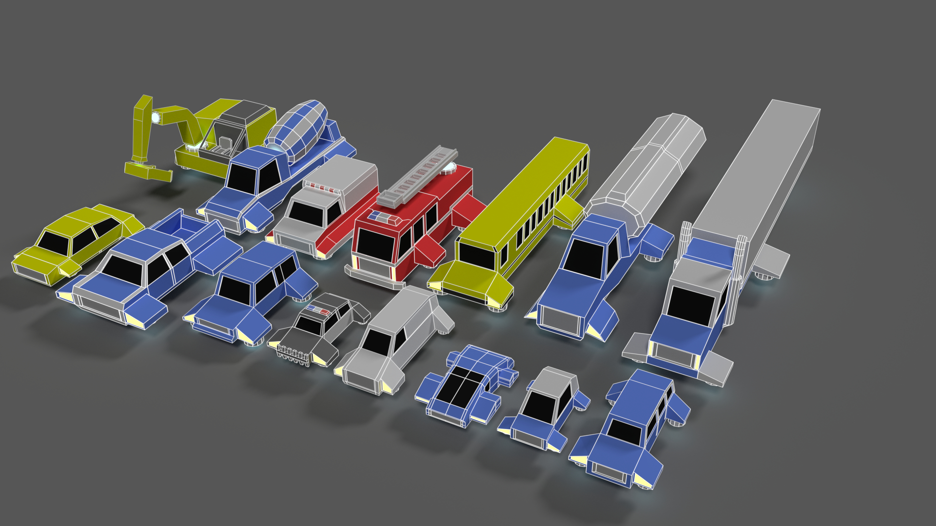 Pack vehicles futuristic low-poly car 3D model - TurboSquid 1180000