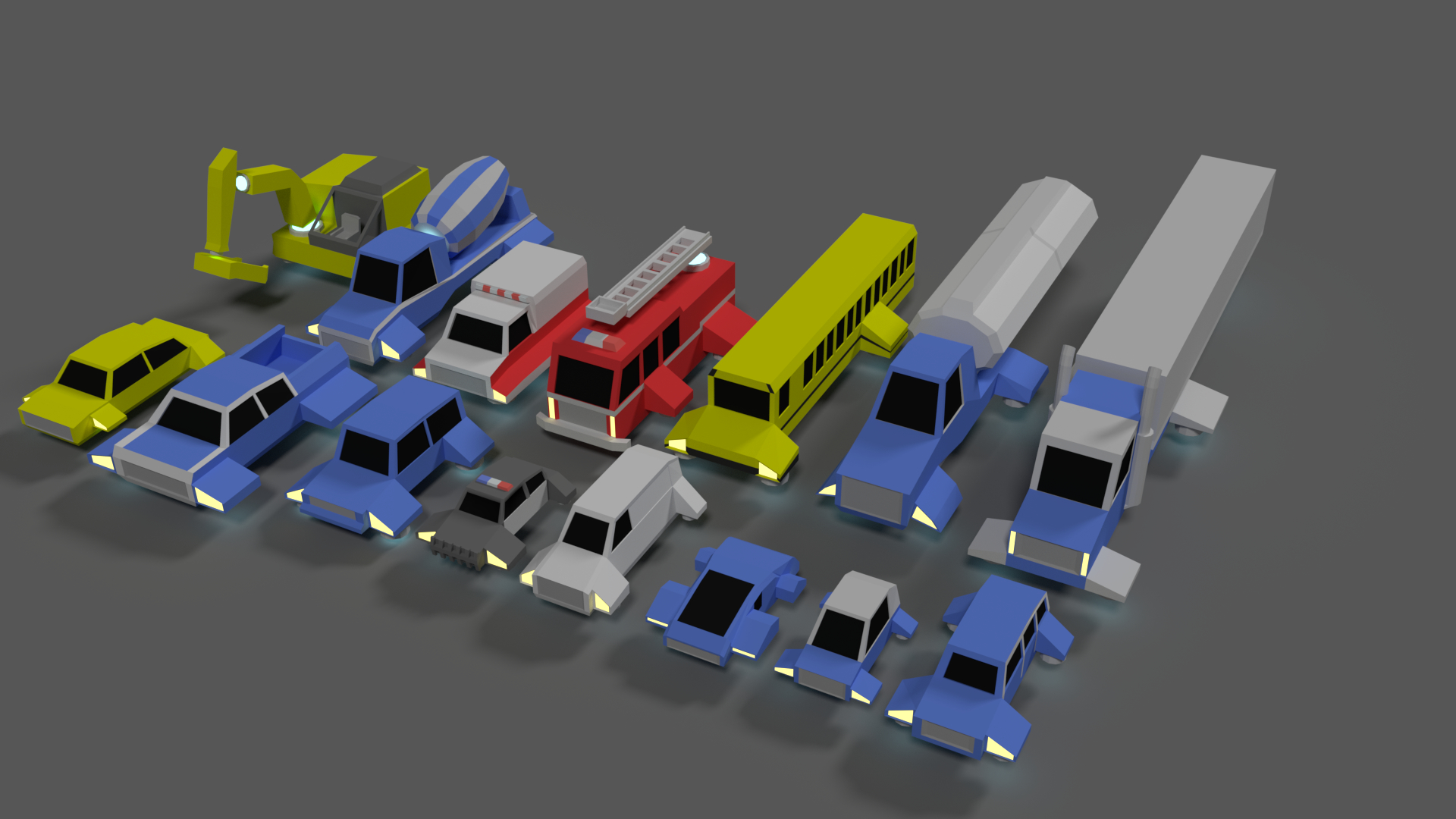 Pack vehicles futuristic low-poly car 3D model - TurboSquid 1180000