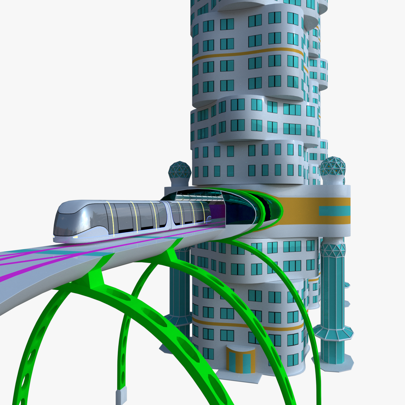 Futuristic skyscraper metro station 3D model - TurboSquid 1180649