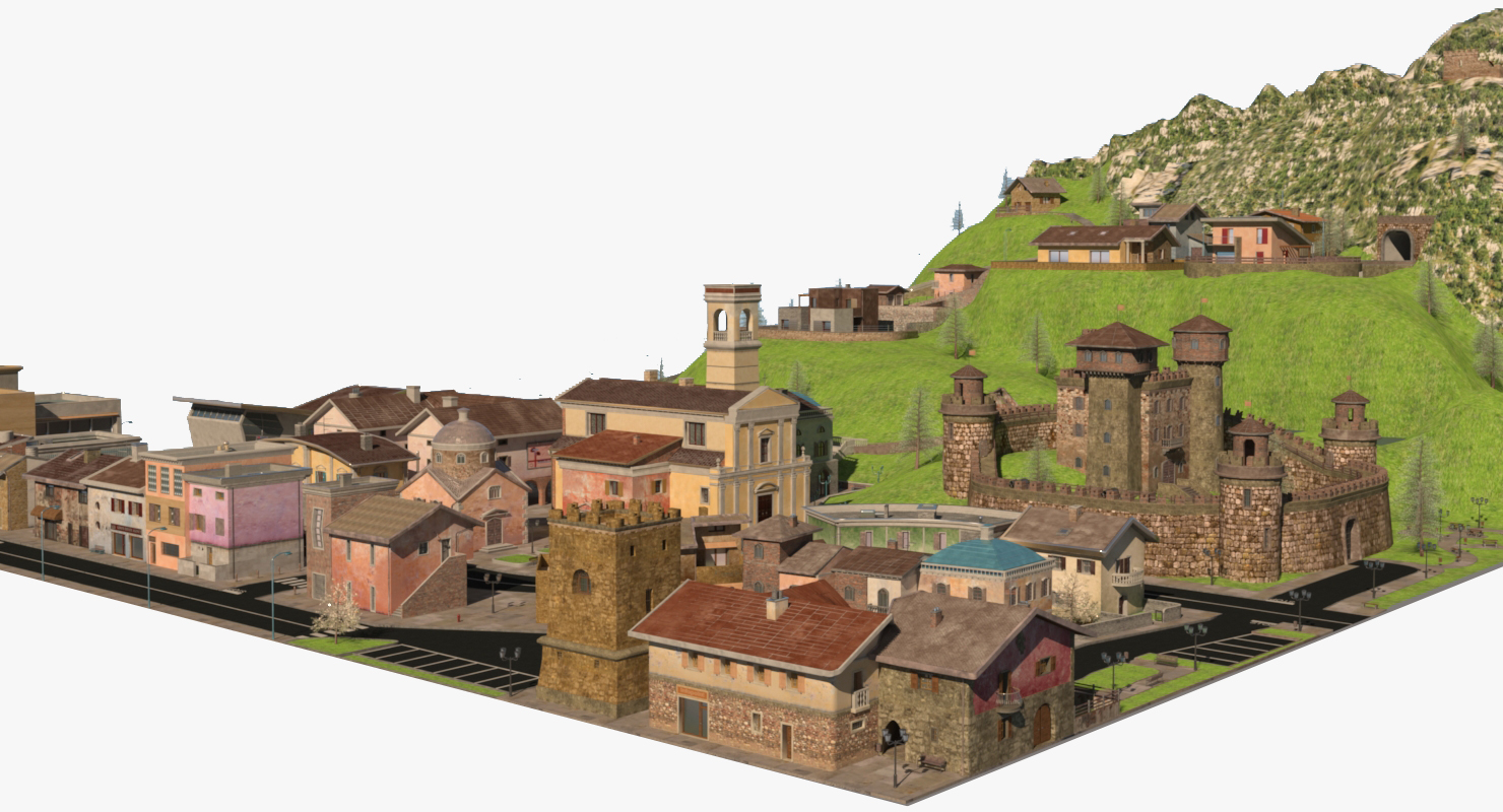 3D town scene model - TurboSquid 1182371