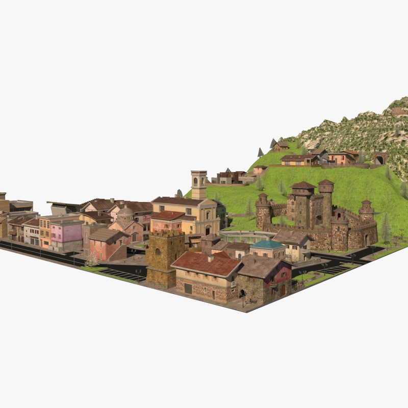 3D town scene model - TurboSquid 1182371
