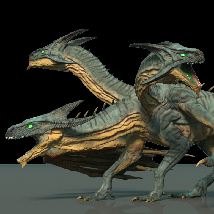 3D three-headed dragon - TurboSquid 1182461