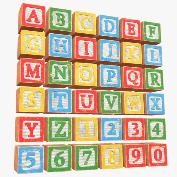Old alphabet blocks 3D model - TurboSquid 1182865