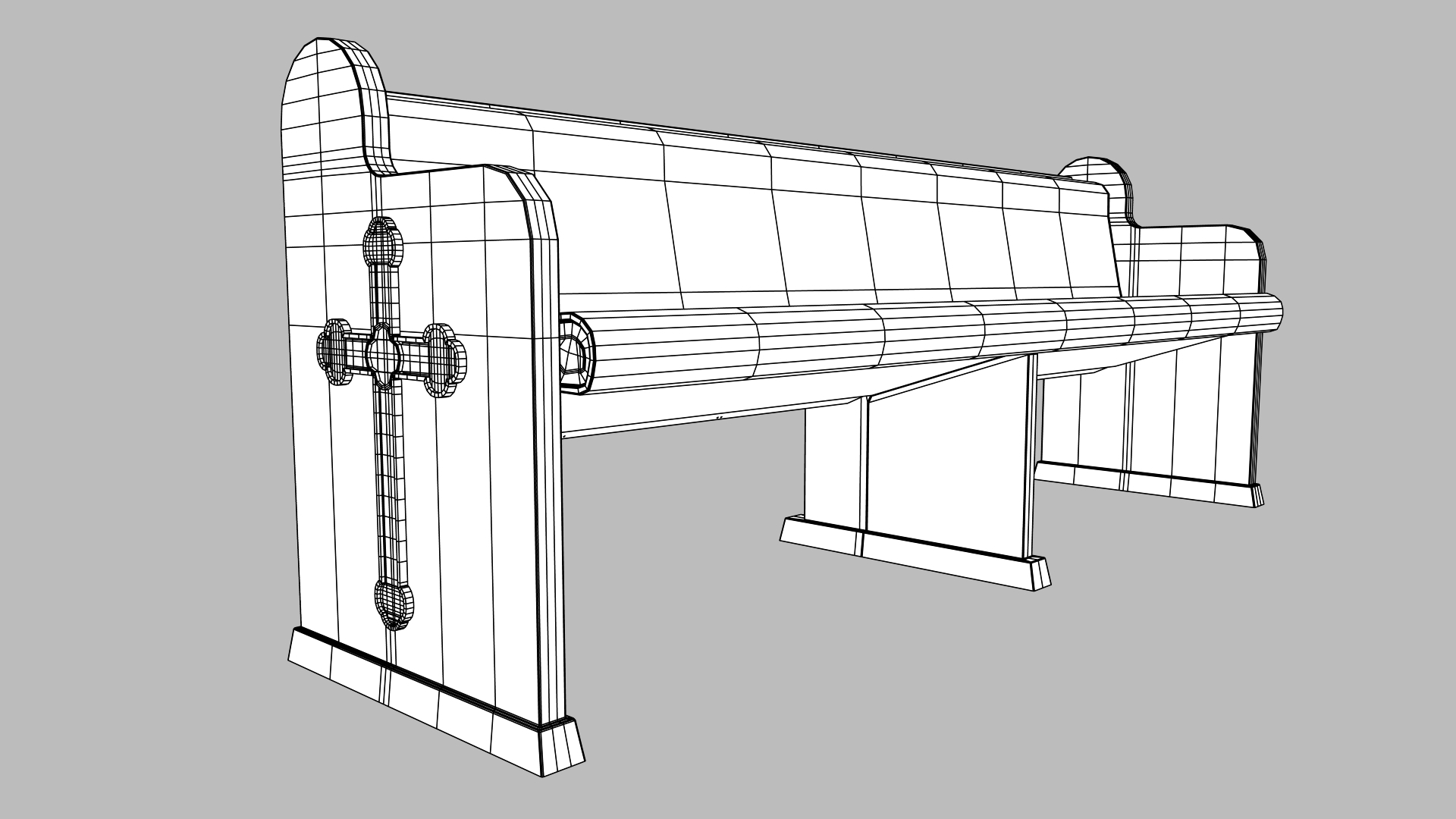 Church pew bench 3D - TurboSquid 1185547