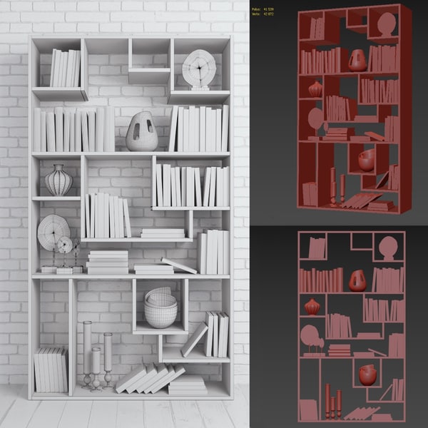 Books shelves decor set 3D - TurboSquid 1188936