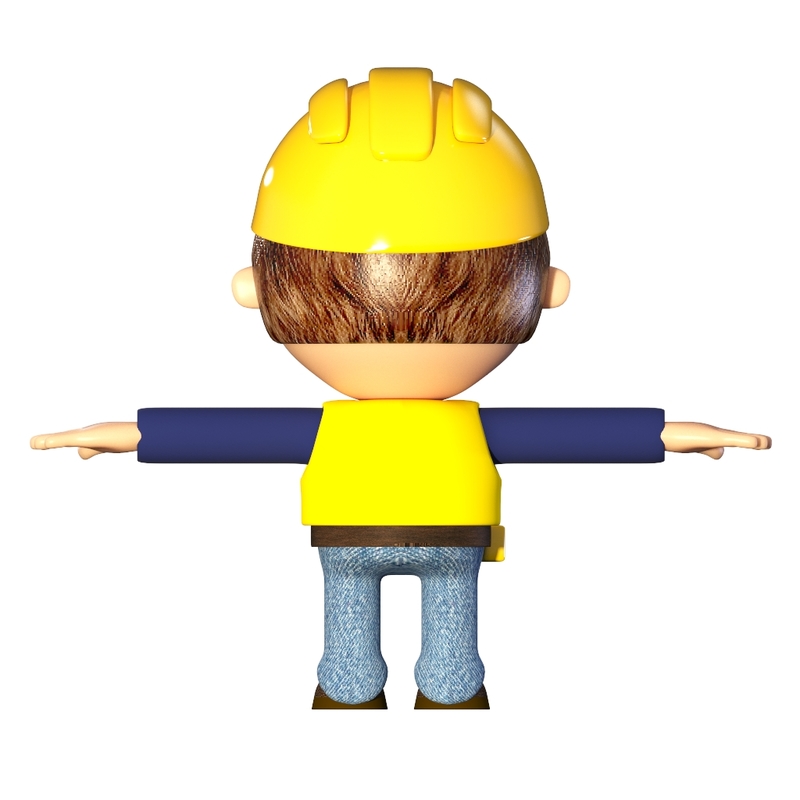 Cartoon builder man 3D model - TurboSquid 1188937