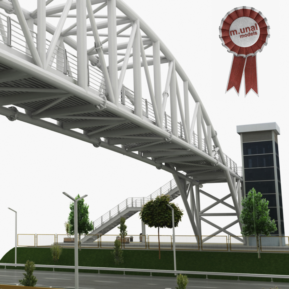 3D pedestrian bridge - TurboSquid 1189844