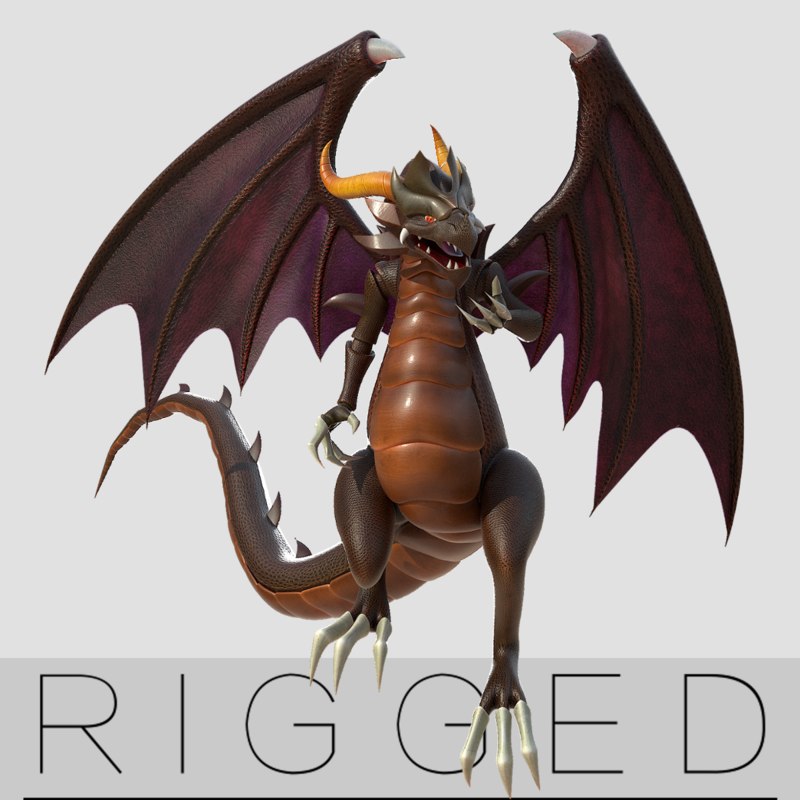 Cattoon dragon wing rig 3D - TurboSquid 1189856