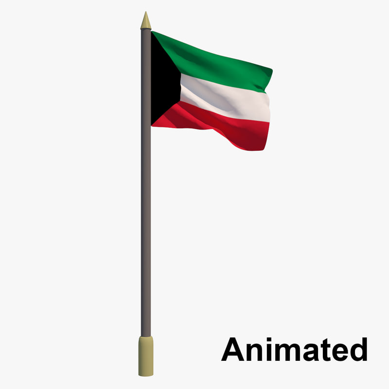3D flag kuwait - animation - TurboSquid 1189980