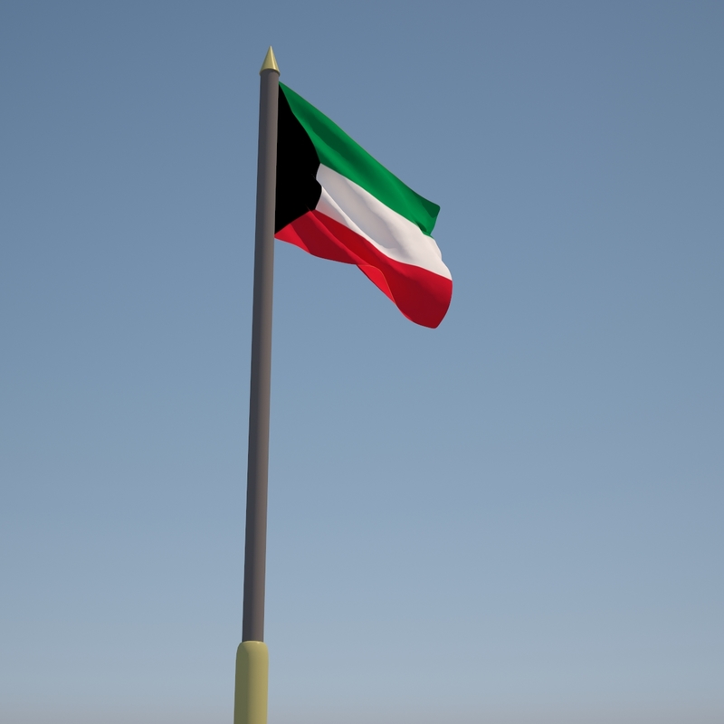 3D flag kuwait - animation - TurboSquid 1189980