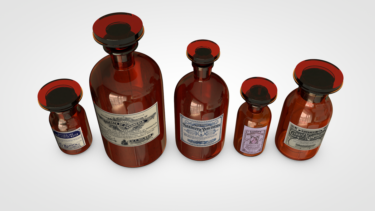 Old amber bottles model - TurboSquid 1190825
