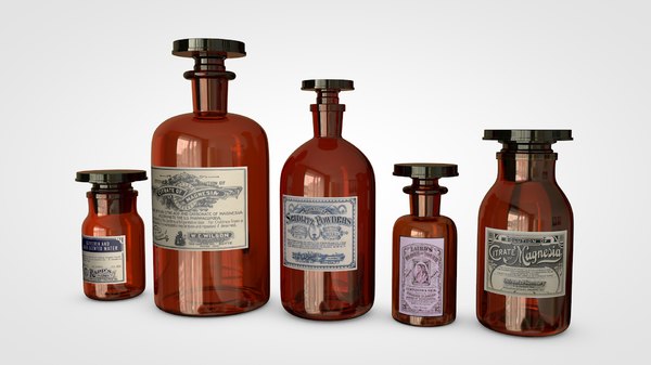 Old amber bottles model - TurboSquid 1190825