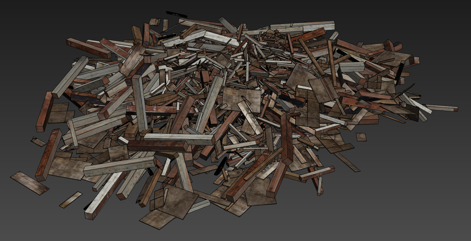 3D pile wood debris ruin model - TurboSquid 1191702