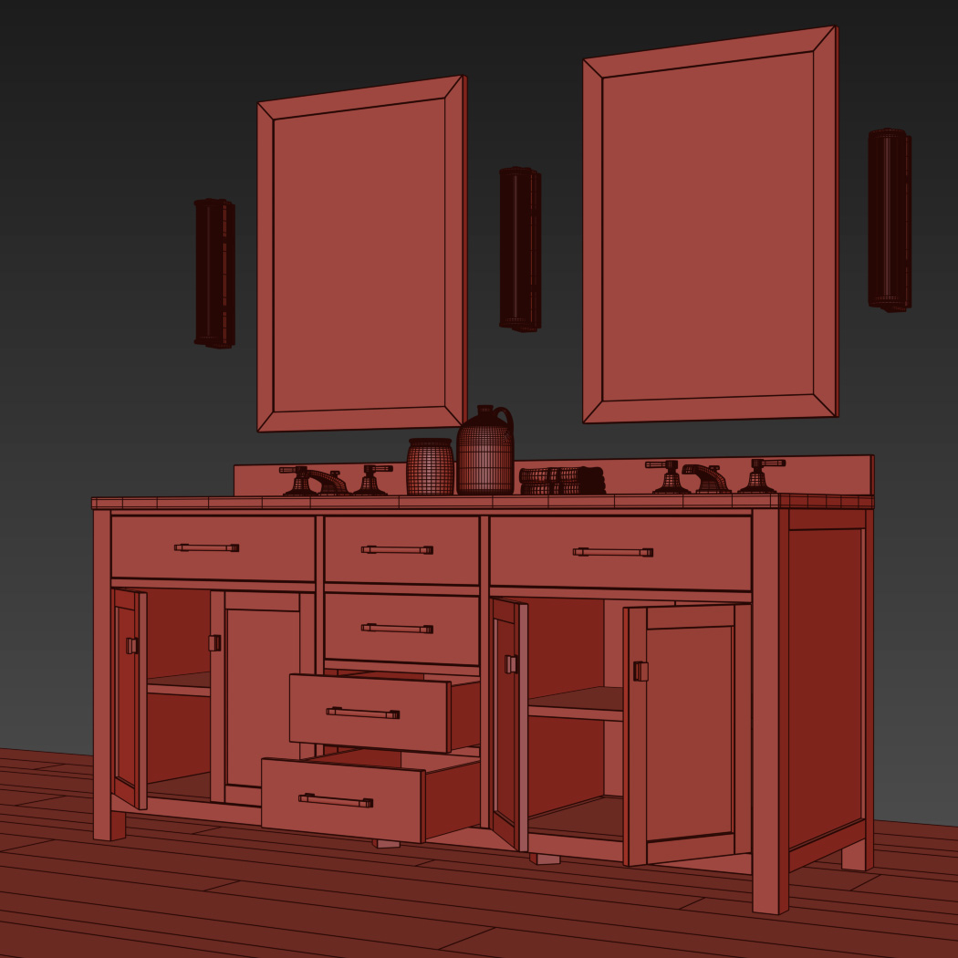 modèle 3D de RH HUTTON DOUBLE VANITY - TurboSquid 1191902