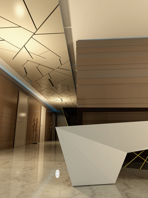 Modern commercial reception space 3D model - TurboSquid 1192094