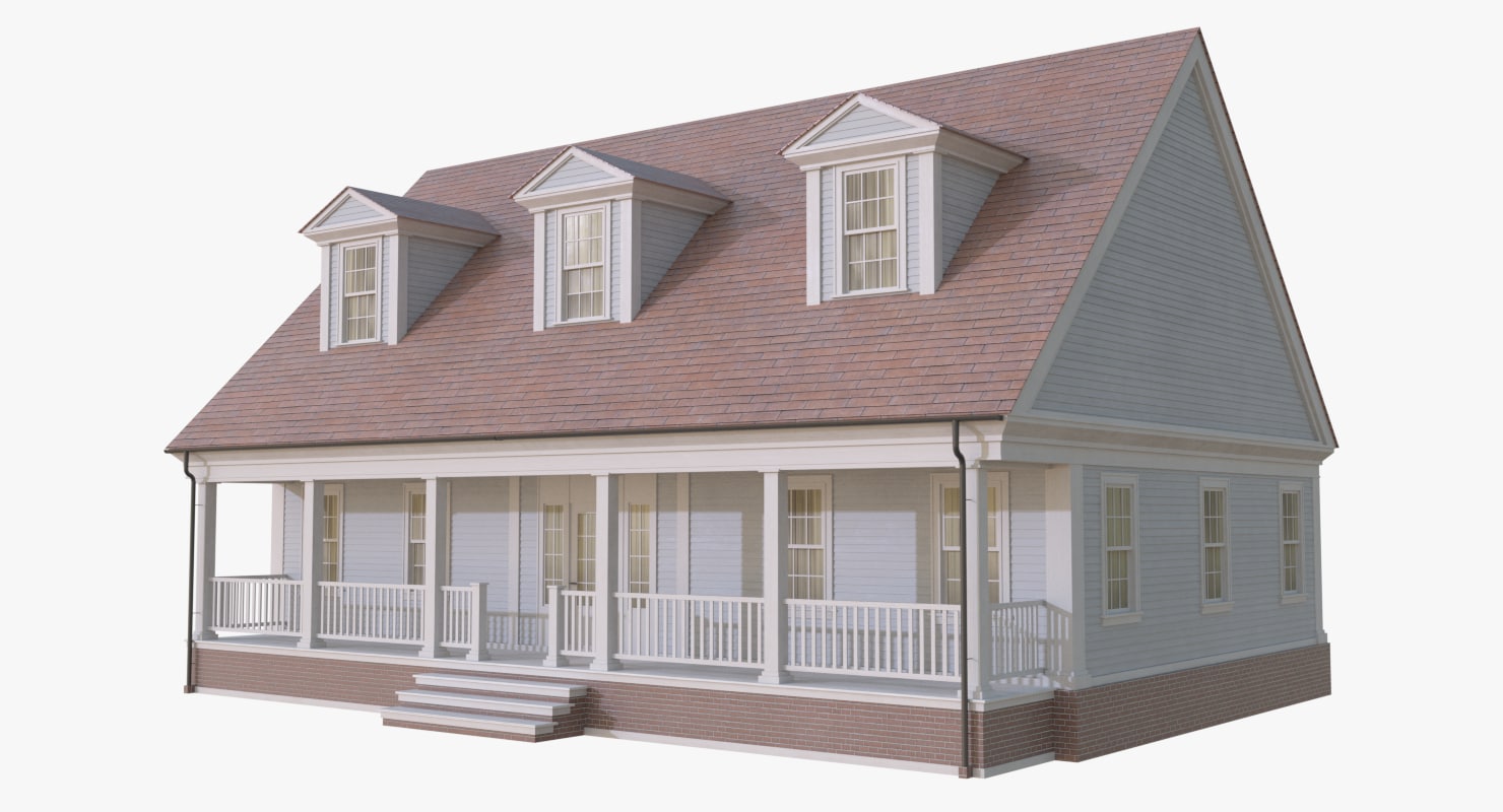 Colonial house 3D model - TurboSquid 1192575