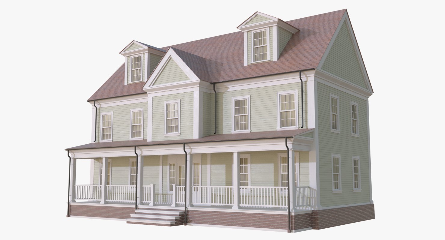 Colonial house 3D model - TurboSquid 1192582