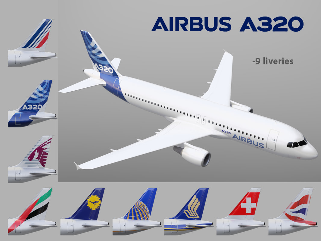 Airbus a320 9 liveries model - TurboSquid 1193123