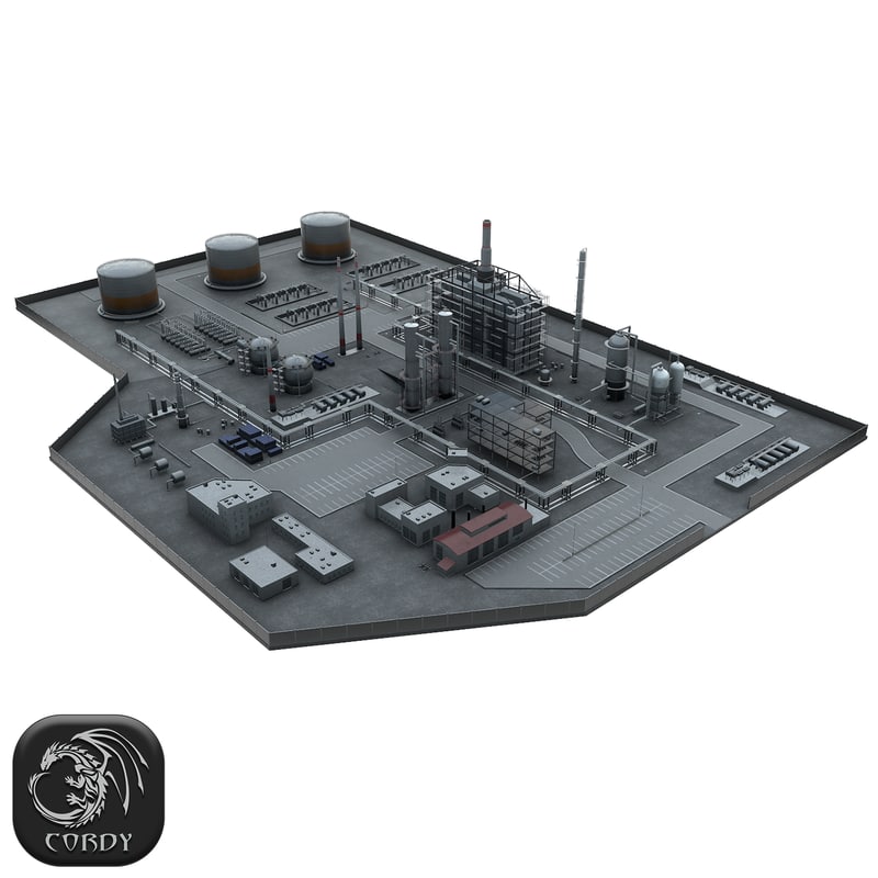 Oil refinery model - TurboSquid 1193799